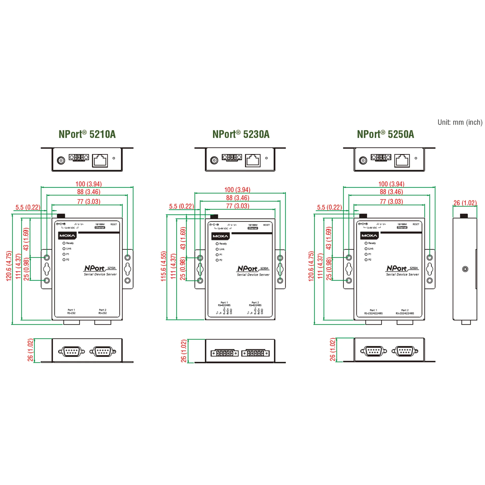 Nport 5210A 2-портовый усовершенствованный асинхронный сервер RS-232 в Ethernet MOXA купить в ...